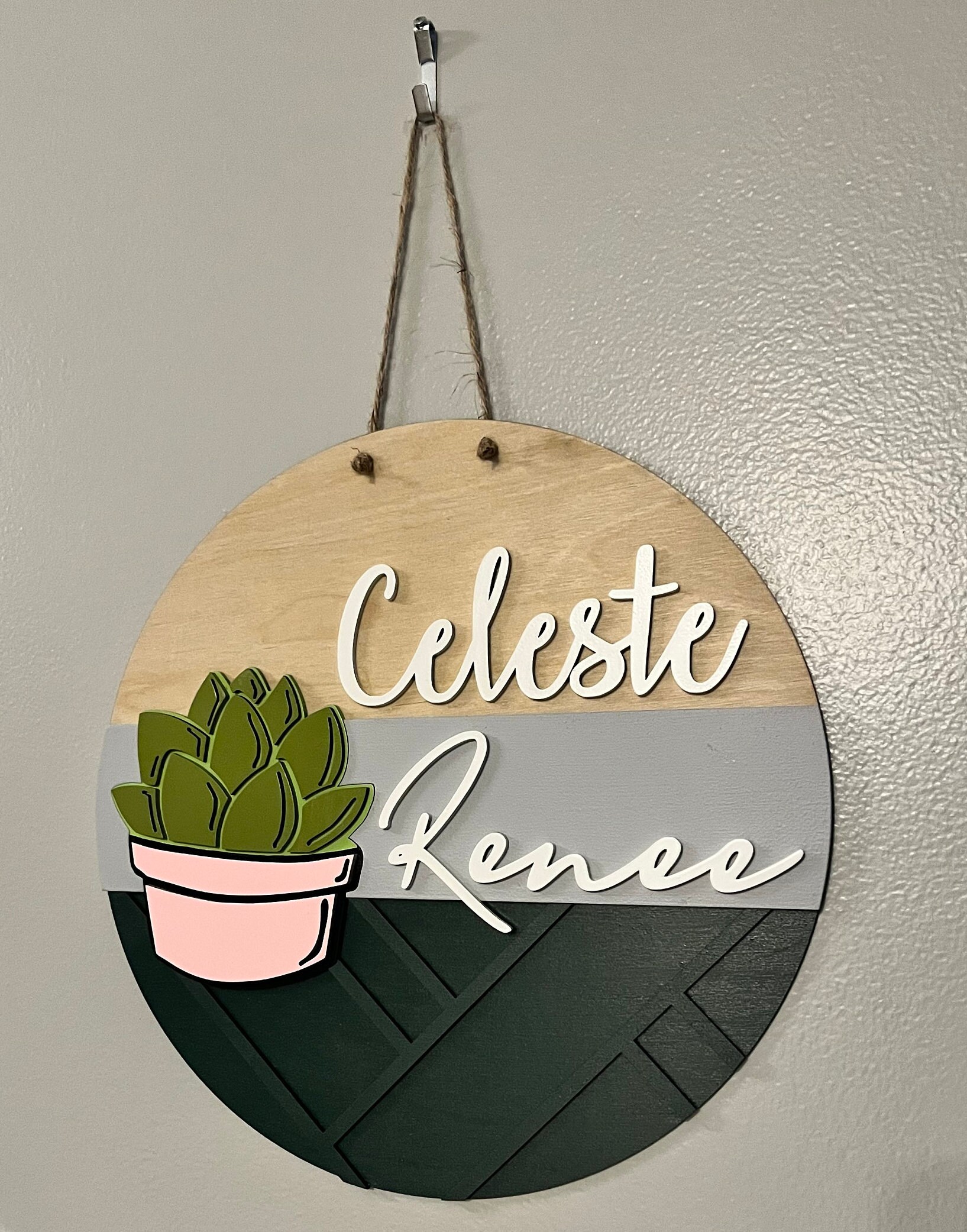 Succulent Sign Door Sign Baby Sign Wall Hanging Kids - Etsy