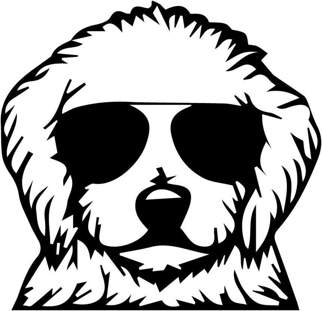 Goldendoodle With Glasses Decal, Doodle Decal, Golden Decal, Dog Decal ...