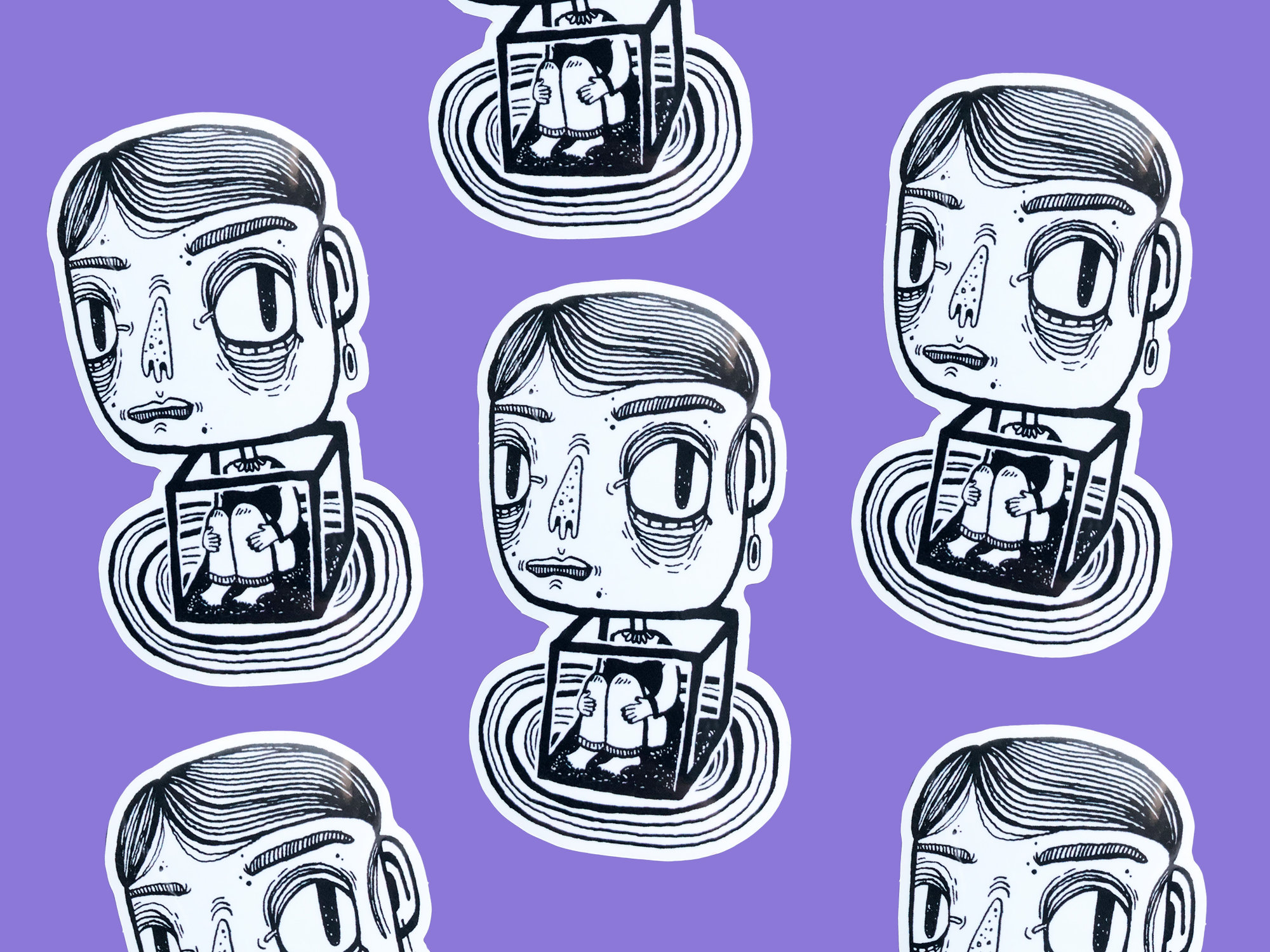 Illustrated Character Vinyl Sticker - Etsy
