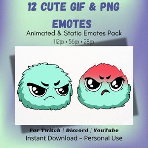 Animated Fluffy Emote Pack: Teal Streaming Reactions (GIF & PNG ...