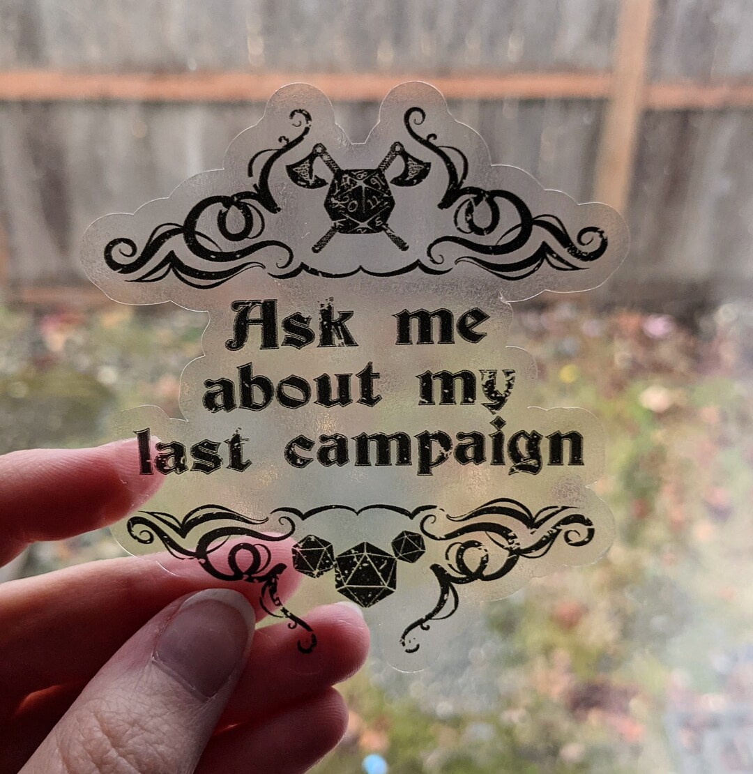 Dnd Campaign RPG Clear Sticker DM Tabletop Gaming Vinyl - Etsy