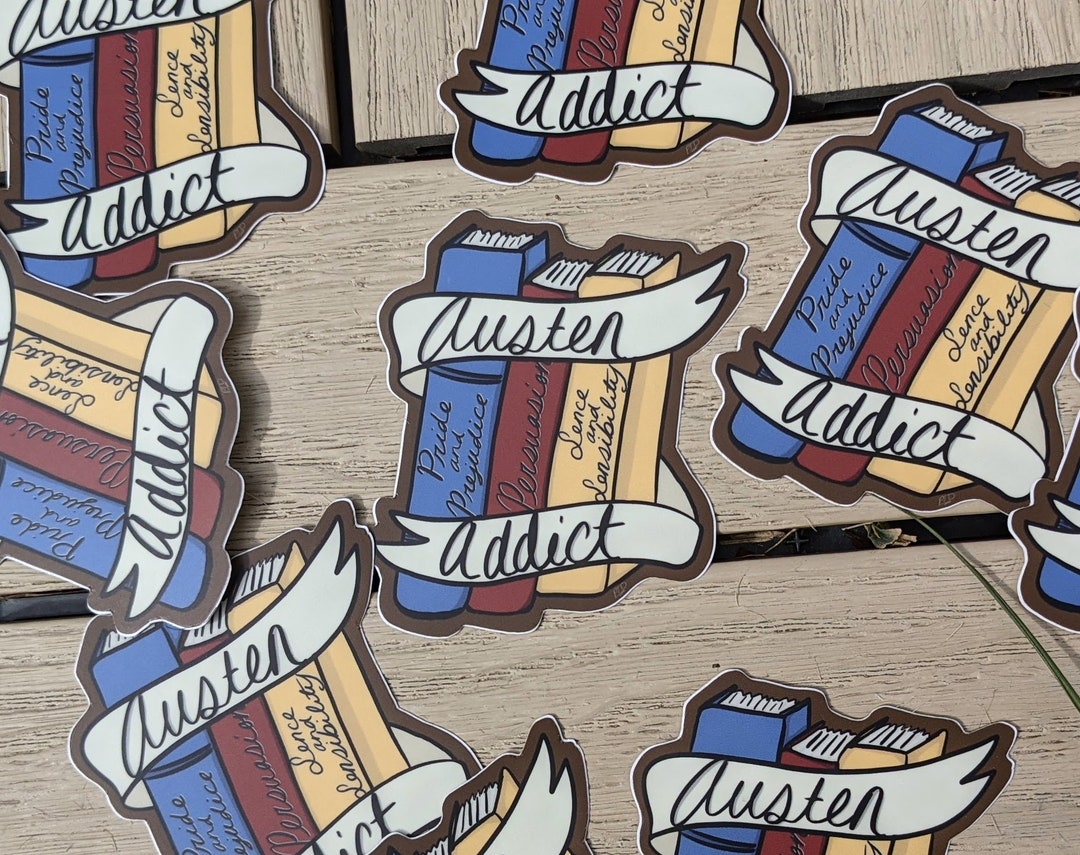 Jane Austen Addict Sticker Book Stack Vinyl Sticker - Etsy