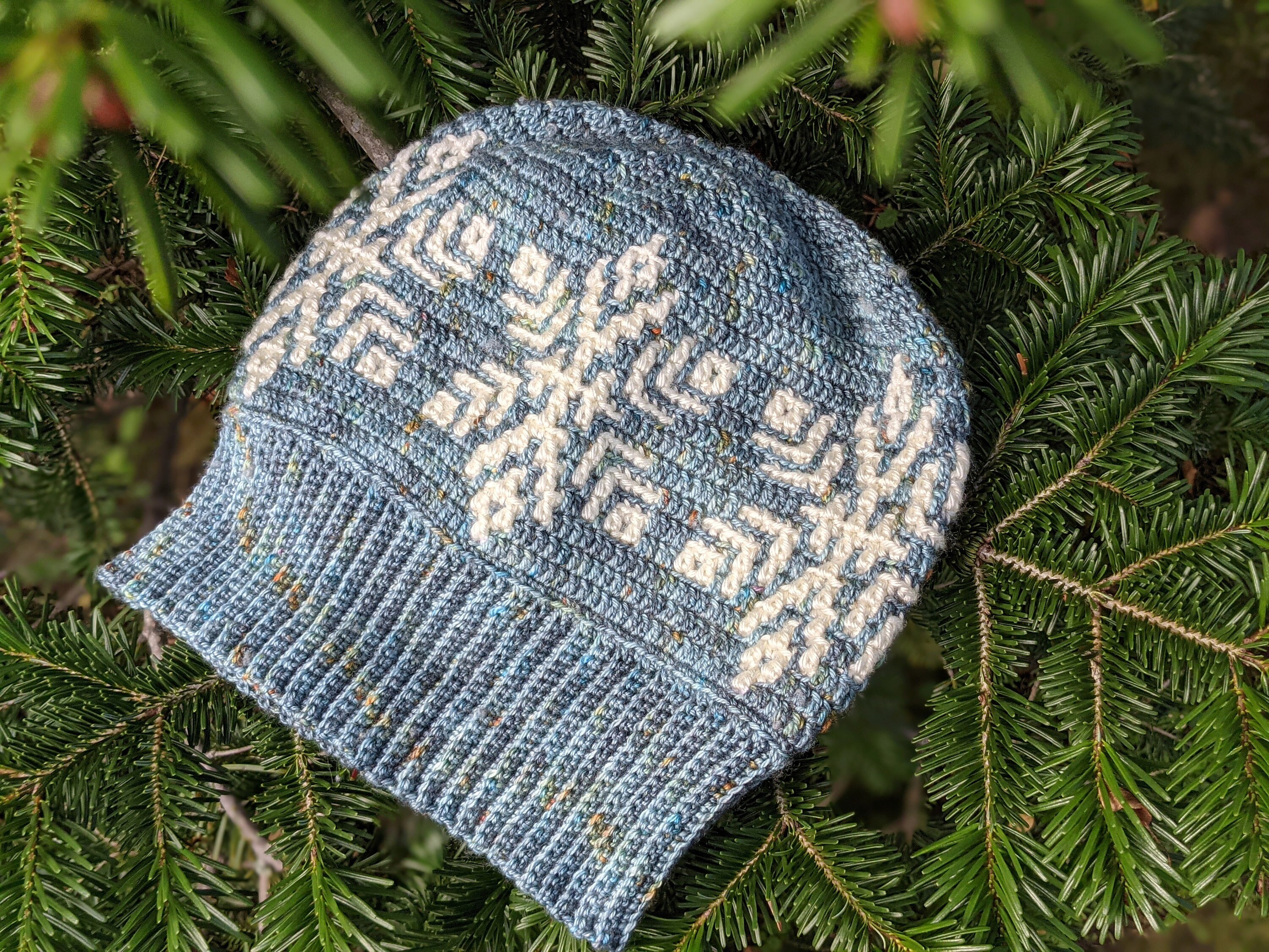 Snowflake Hat Overlay Mosaic Crochet PATTERN ONLY Ribbed - Etsy
