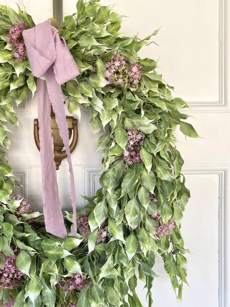 Ficus and Laurel Spring Greenery Wreath, Spring Wreath for Front Door ...