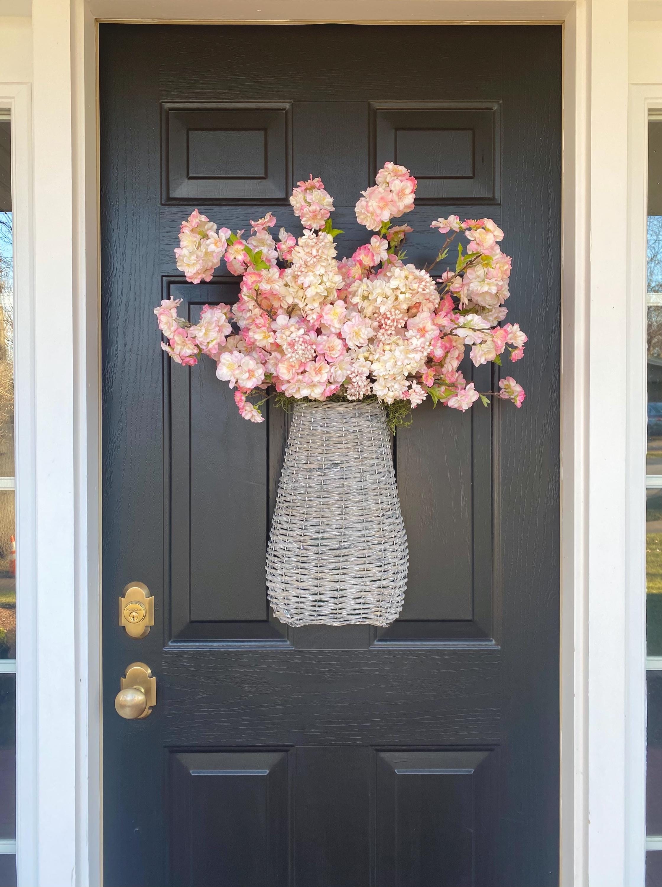 Cherry Blossom and Lilac Hanging Basket, Spring Door Hanging Basket ...