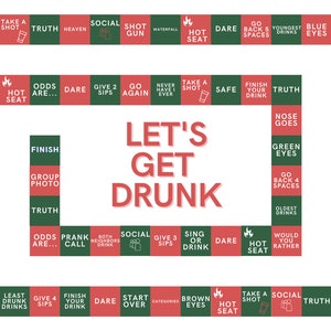 Holiday Let's Get Drunk Drinking Board Game With Rules - Etsy