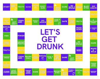Holiday Let's Get Drunk Drinking Board Game With Rules, Christmas ...