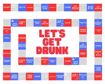 Let's Get Drunk Drinking Board Game With Rules Printable - Etsy