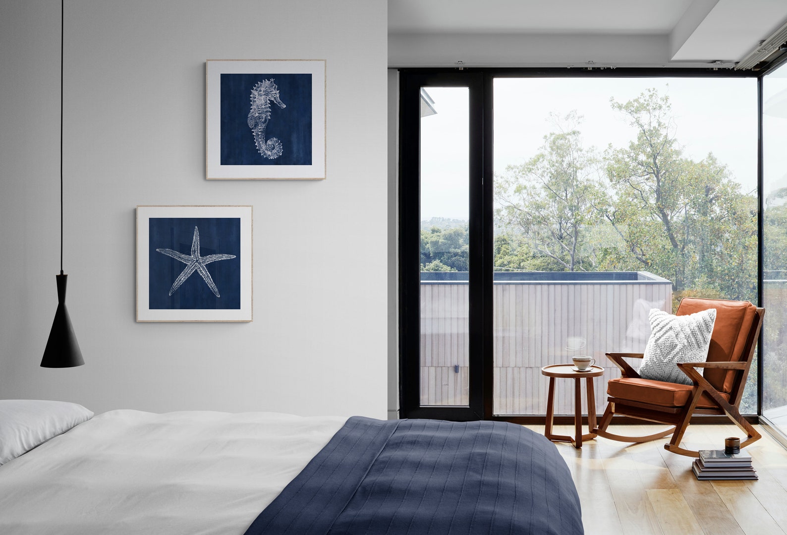 Coastal Wall Art Set of 2 in Nautical Blue Color - Etsy