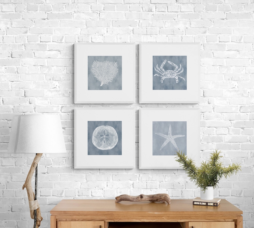 Beach House Wall Art Set of 4 Wall Art, Coastal Printable Wall Art - Etsy