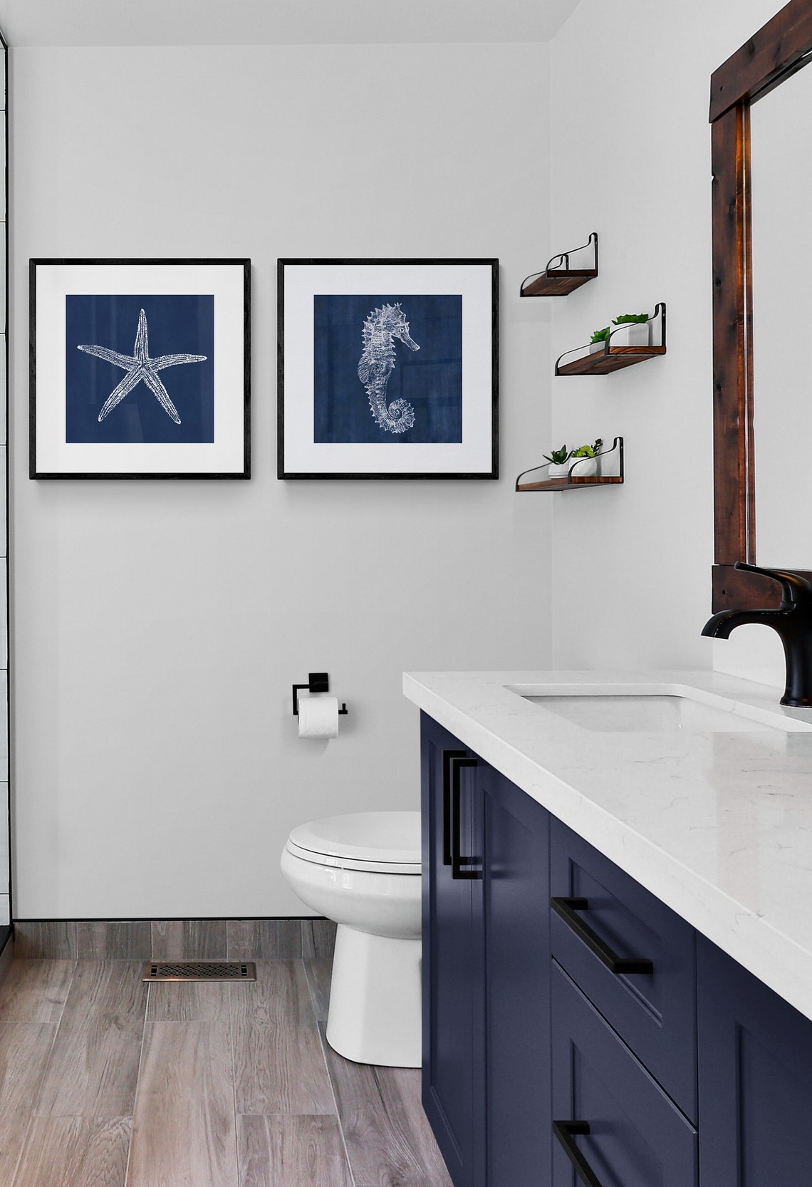 Coastal Wall Art Set of 2 in Nautical Blue Color - Etsy