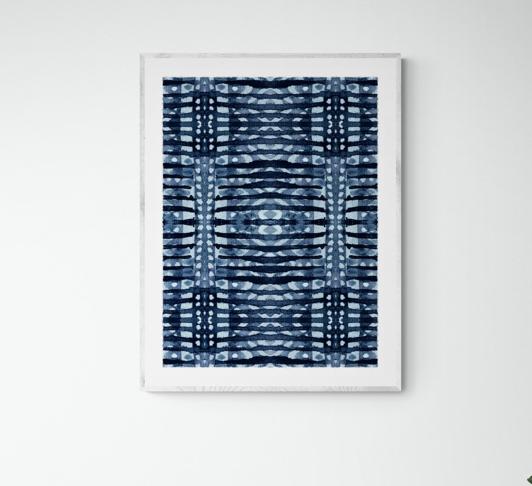 Indigo Blue Boho Wall Art, Instant Download Art Printable, Midcentury ...