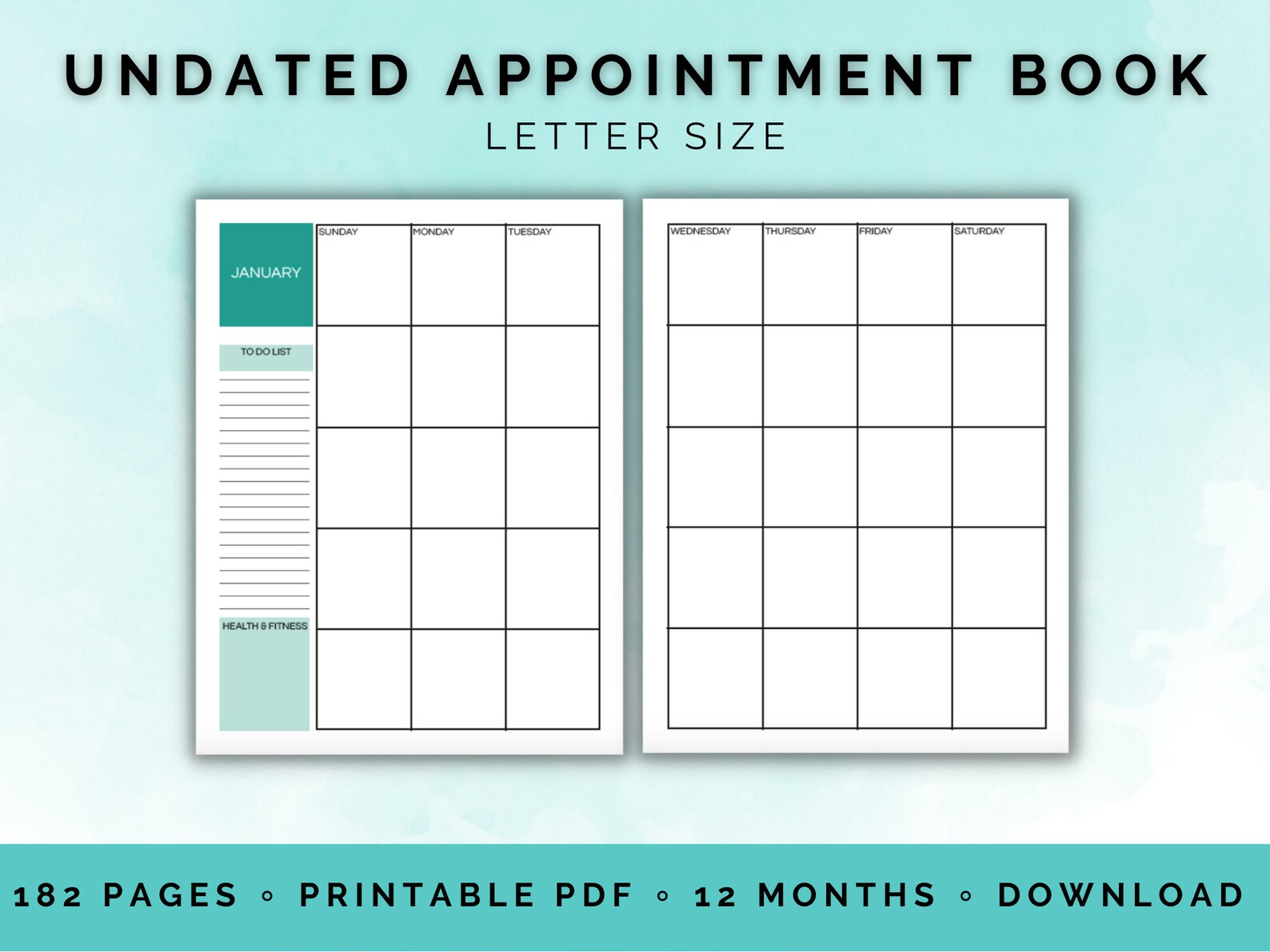 Printable Undated Appointment Book & Monthly Planner - Etsy