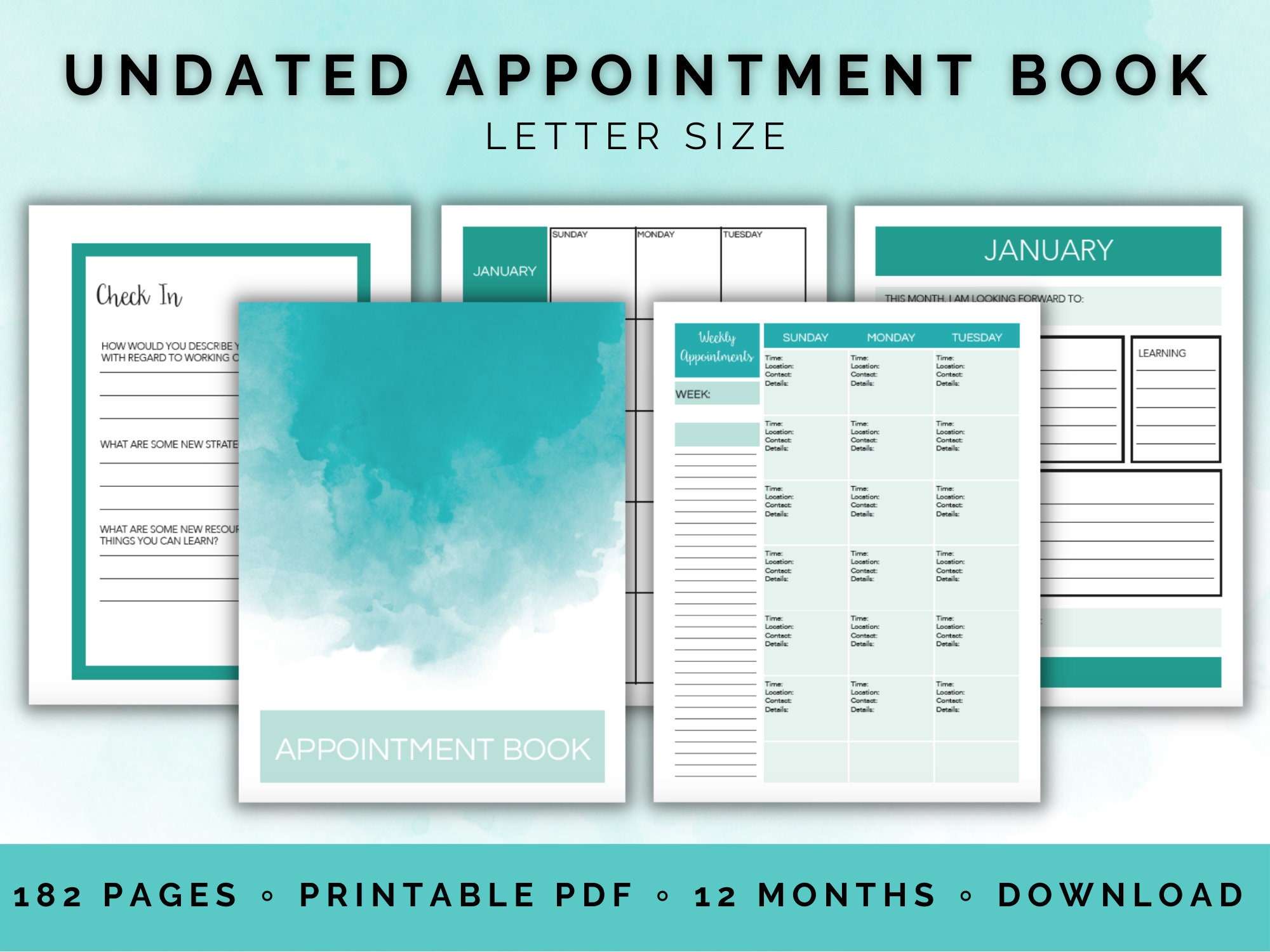 Printable Undated Appointment Book & Monthly Planner - Etsy