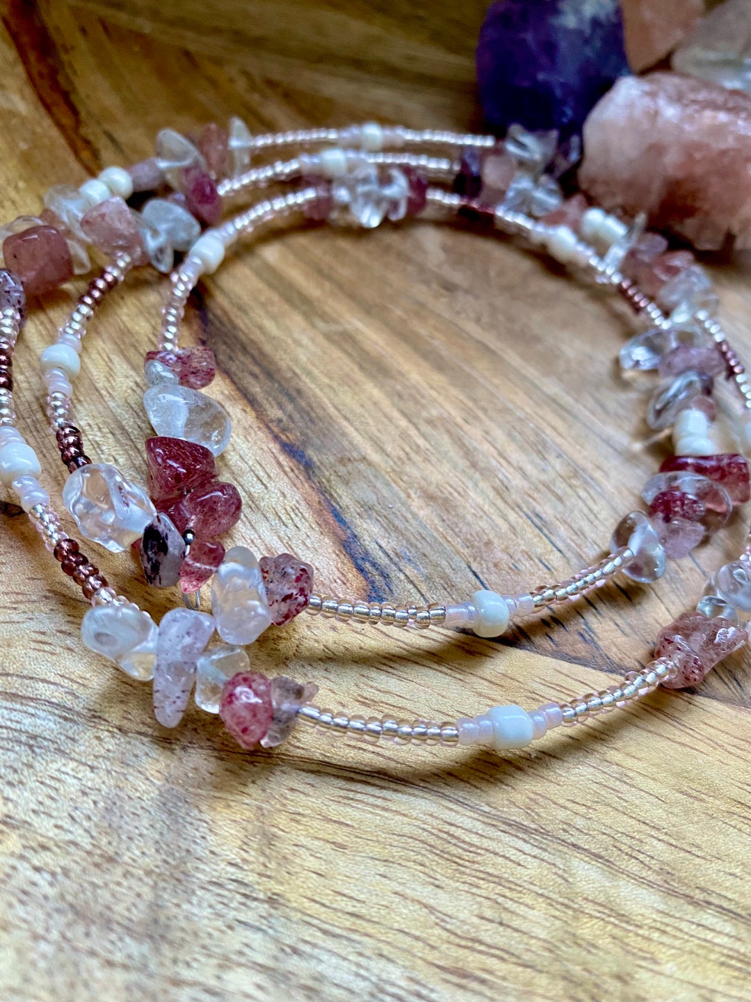 Strawberry Quartz Waist Beads Crystal Waist Beads Handmade - Etsy