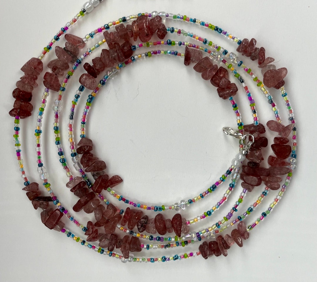 Strawberry Quartz Waist Beads Crystal Waist Beads Handmade Crystal ...
