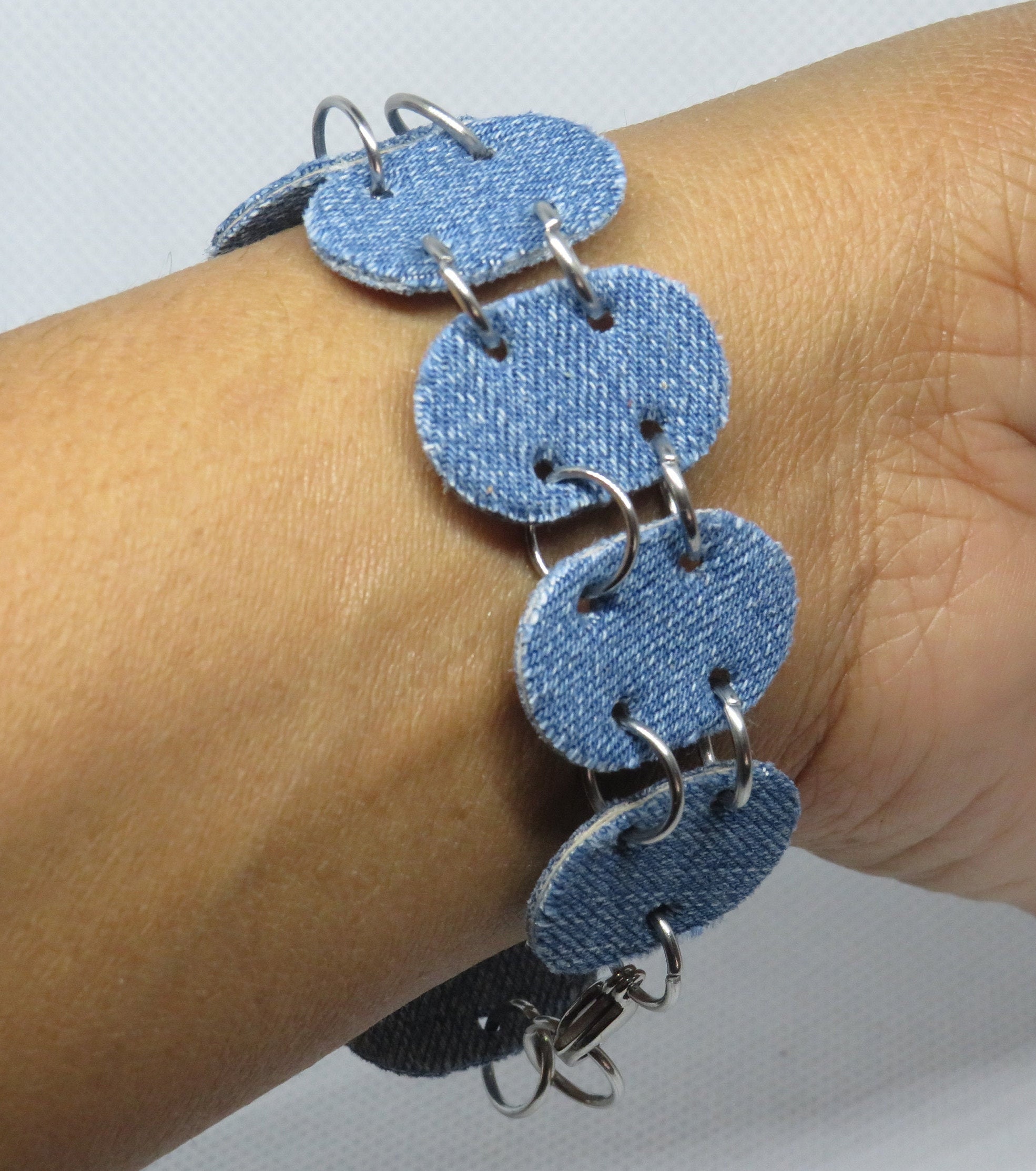 Denim Bracelet, Repurposed Denim Bracelet, Upcycled Denim Bracelet ...
