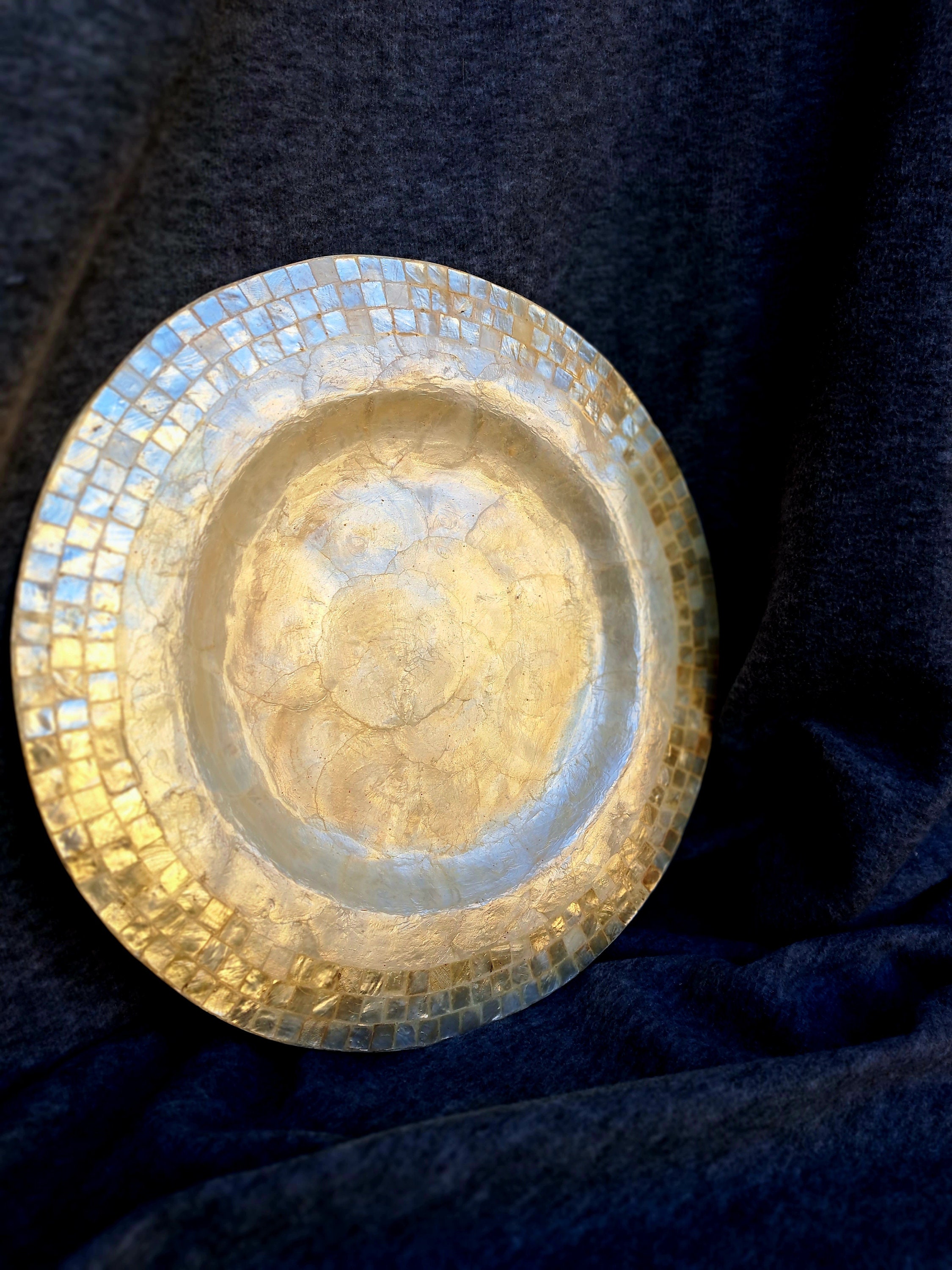 Vintage Mother of Pearl, Capiz Shell Platter, Seashell Platter, Made in ...