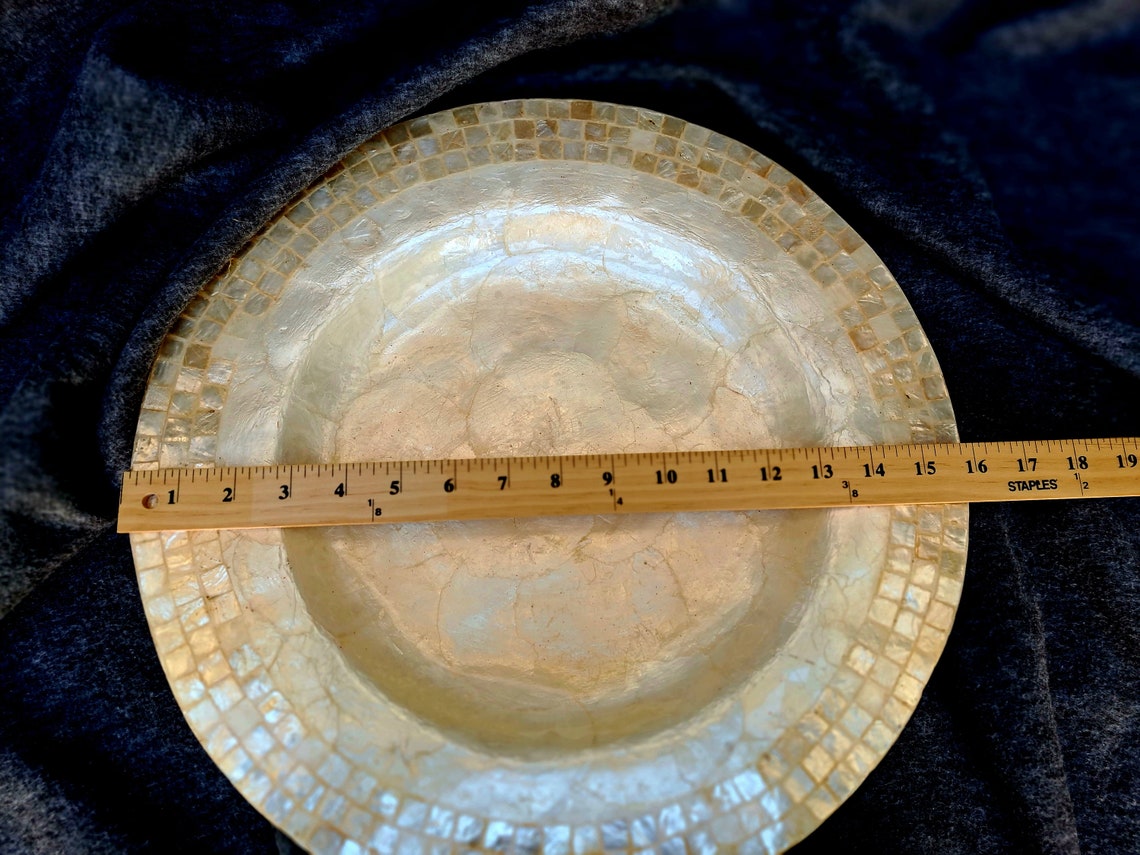 Vintage Mother of Pearl, Capiz Shell Platter, Seashell Platter, Made in ...
