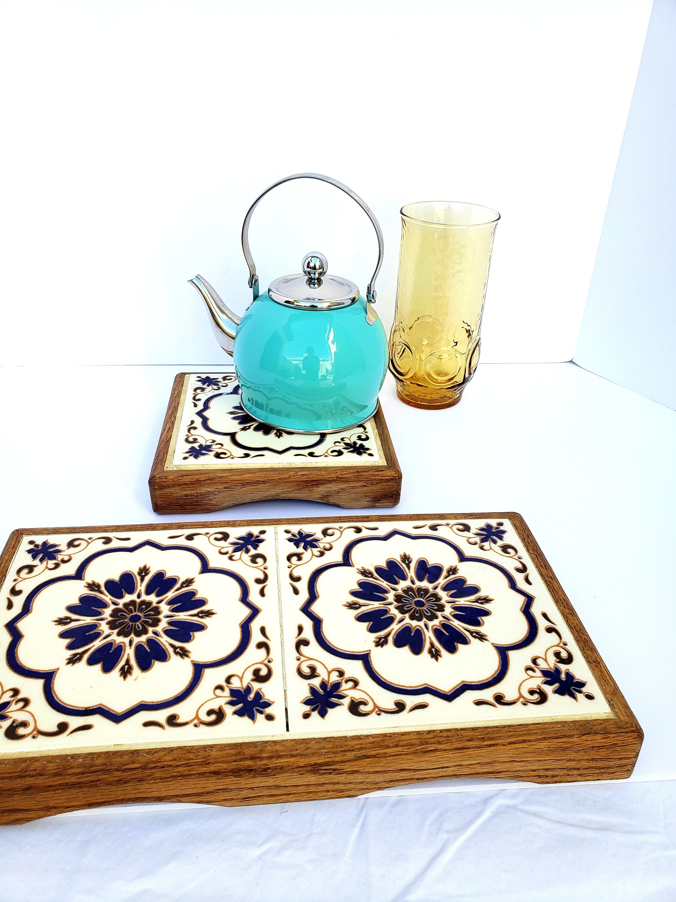 Vintage Mexican Tile Trivet, Tile With Wood Frame, Southwestern Tile ...