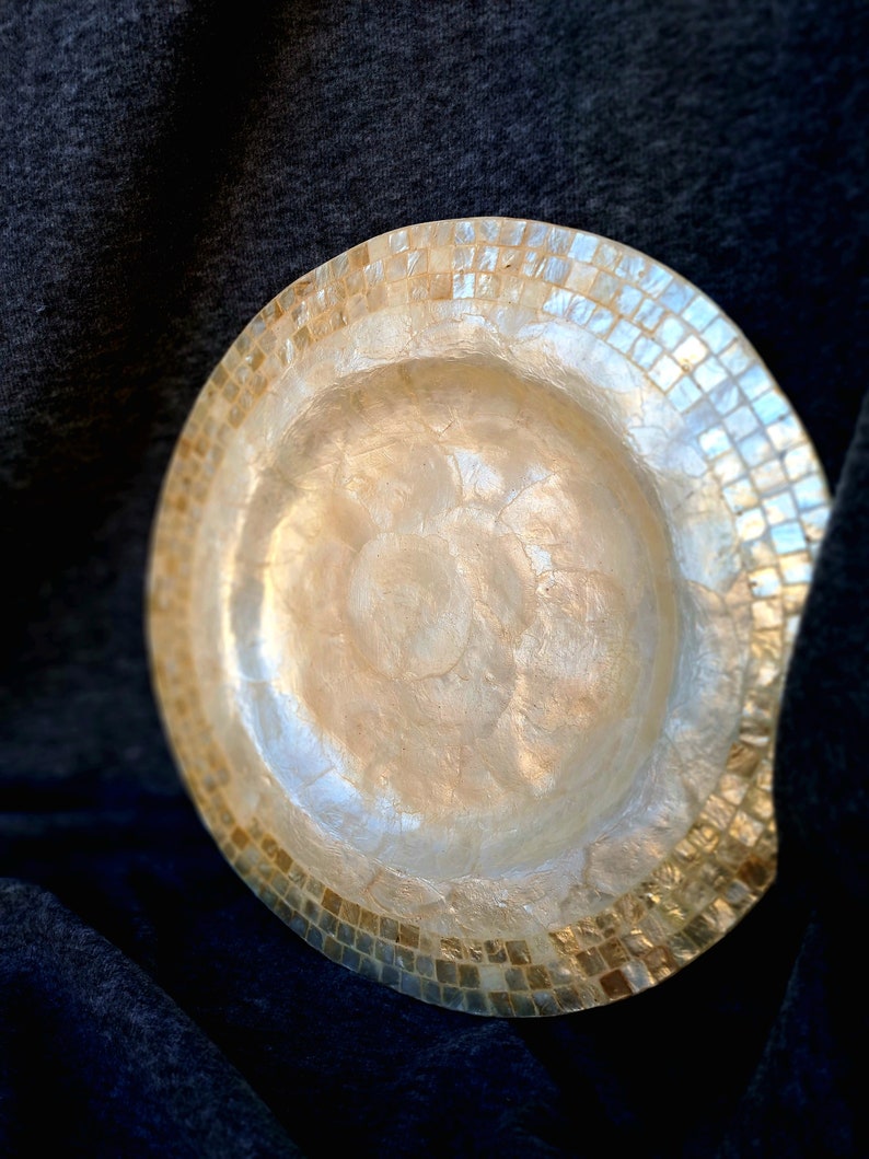 Vintage Mother of Pearl, Capiz Shell Platter, Seashell Platter, Made in ...