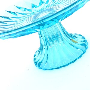 Vintage Turquoise Depression Glass Cake Stand, Aqua Cake Stand, 8 Inch ...