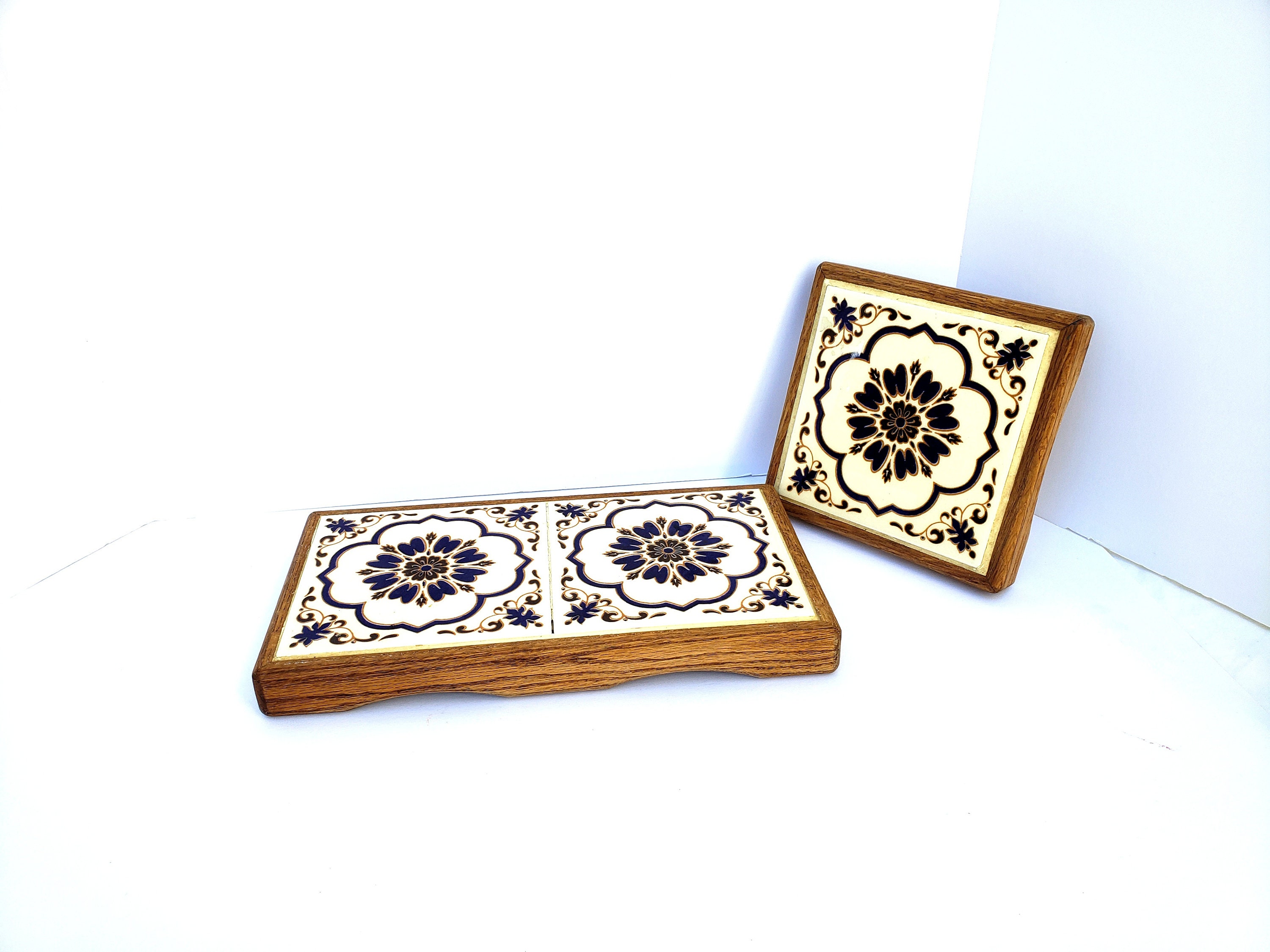 Vintage Mexican Tile Trivet, Tile With Wood Frame, Southwestern Tile ...