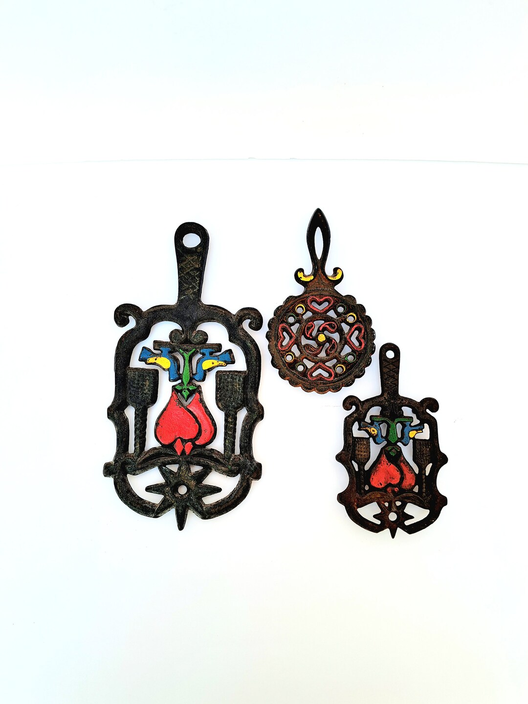 Cast-iron Trivets, Vintage Trivets, Set of 3 Vintage Trivets, Wall Art ...