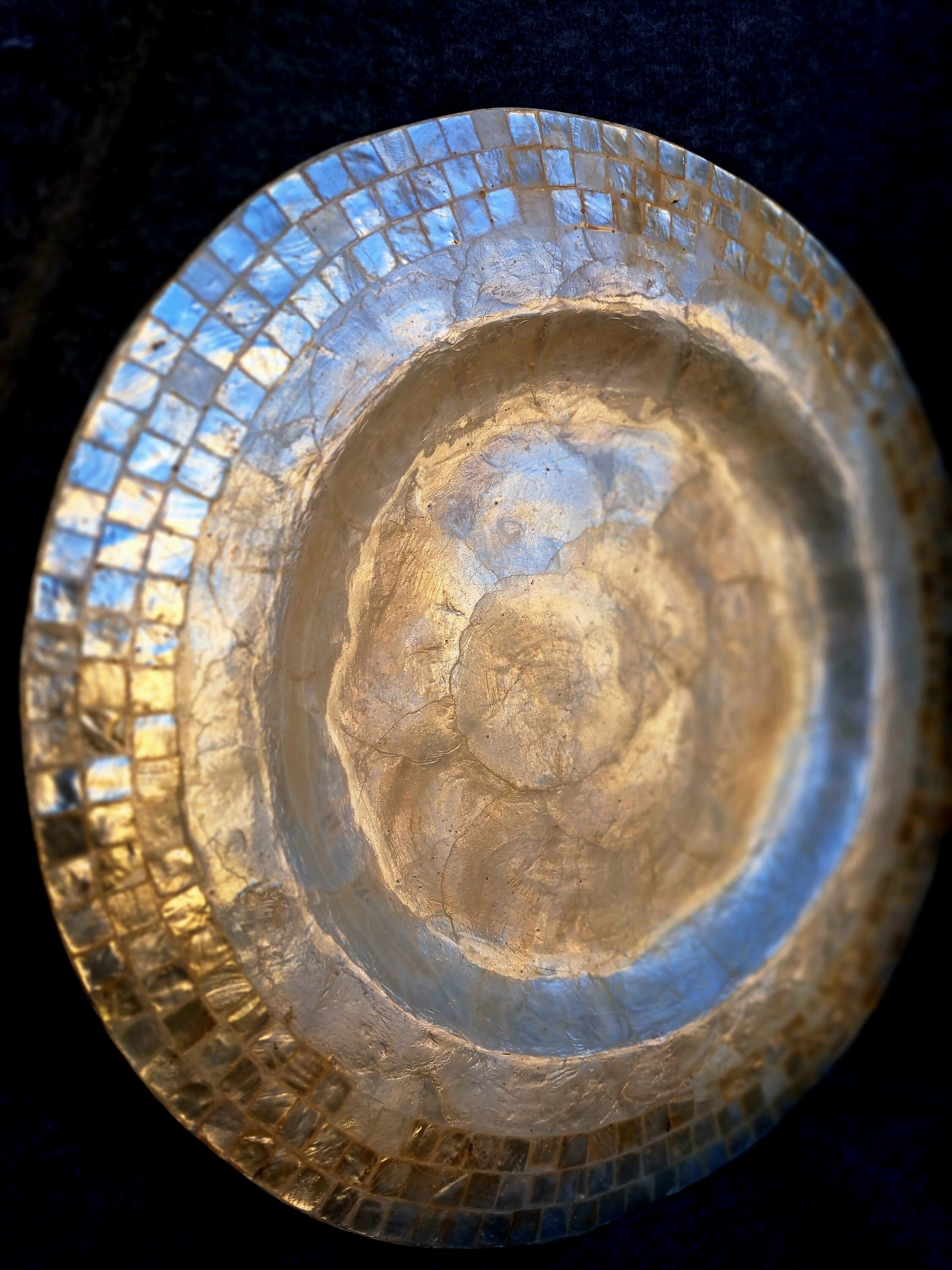 Vintage Mother of Pearl, Capiz Shell Platter, Seashell Platter, Made in ...