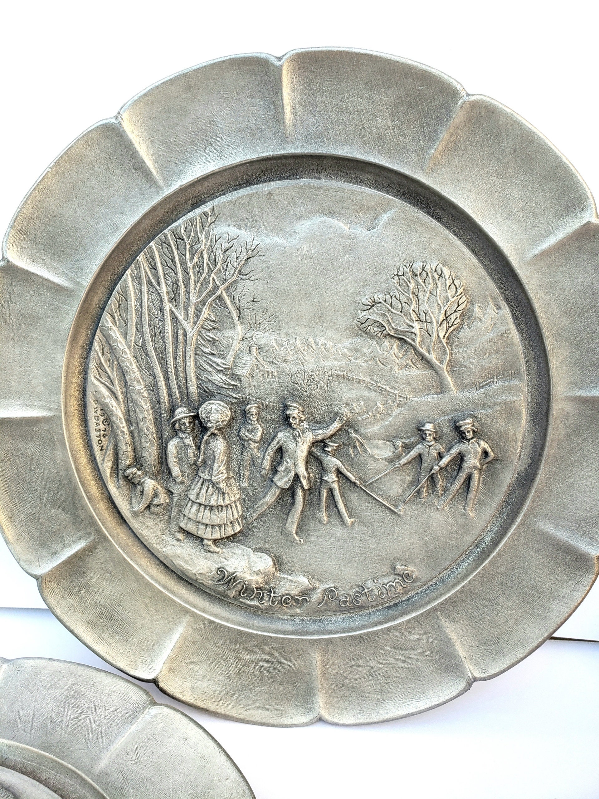 Vintage Pewter Plate Collection, Set of 3 Pewter Plates ,currier & Ives ...
