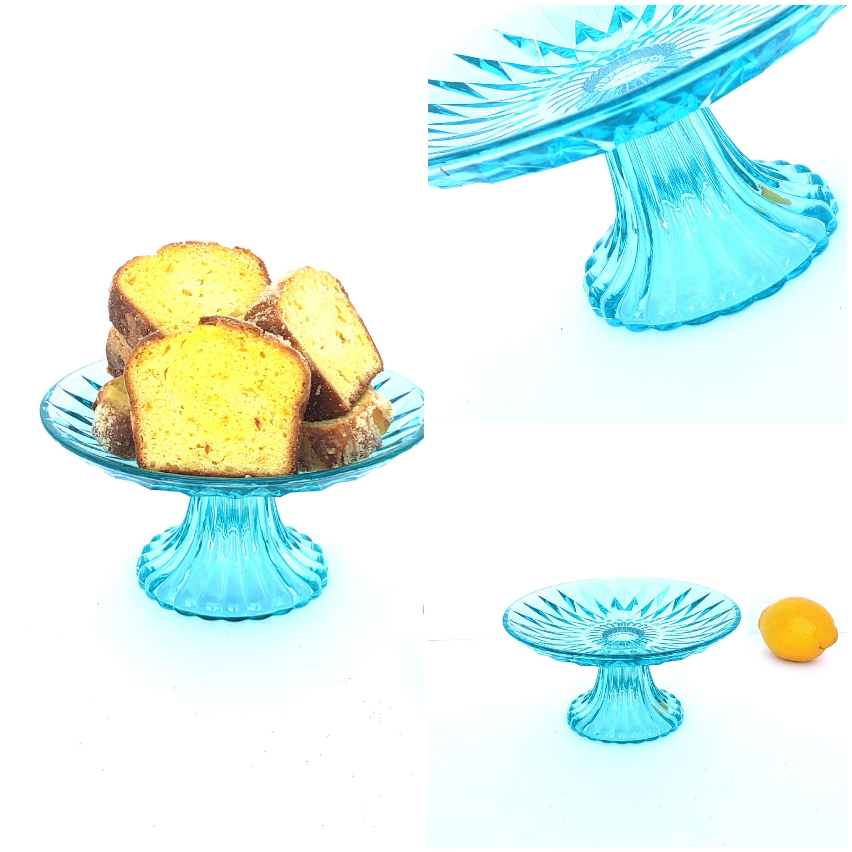 Vintage Turquoise Depression Glass Cake Stand, Aqua Cake Stand, 8 Inch ...