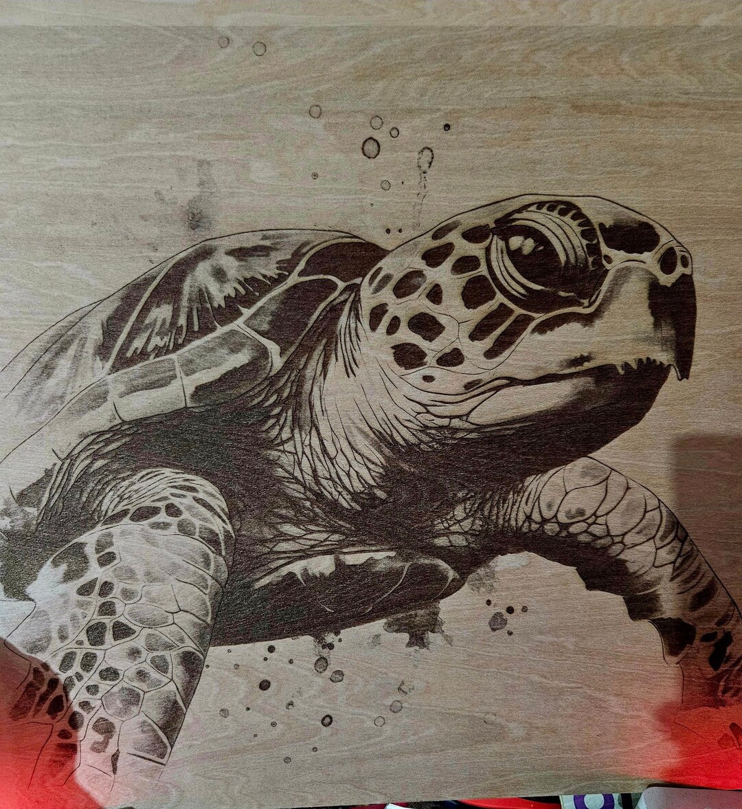Wood Engraved Sea Turtle Wood Burn With Stand - Etsy
