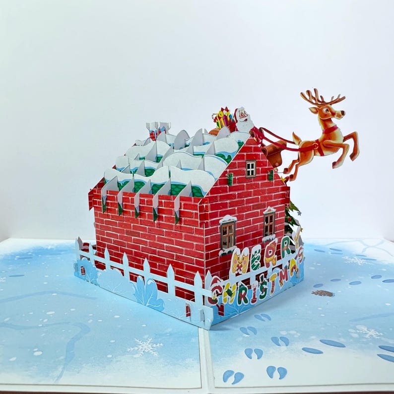 Handmade Christmas Santa's Sleigh 3D Pop-up Card | Unique Holiday ...