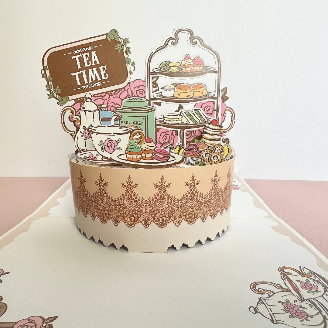 Tea-party Pop-up Card,tea Party Celebration: 3D Pop-up Card | Unique ...