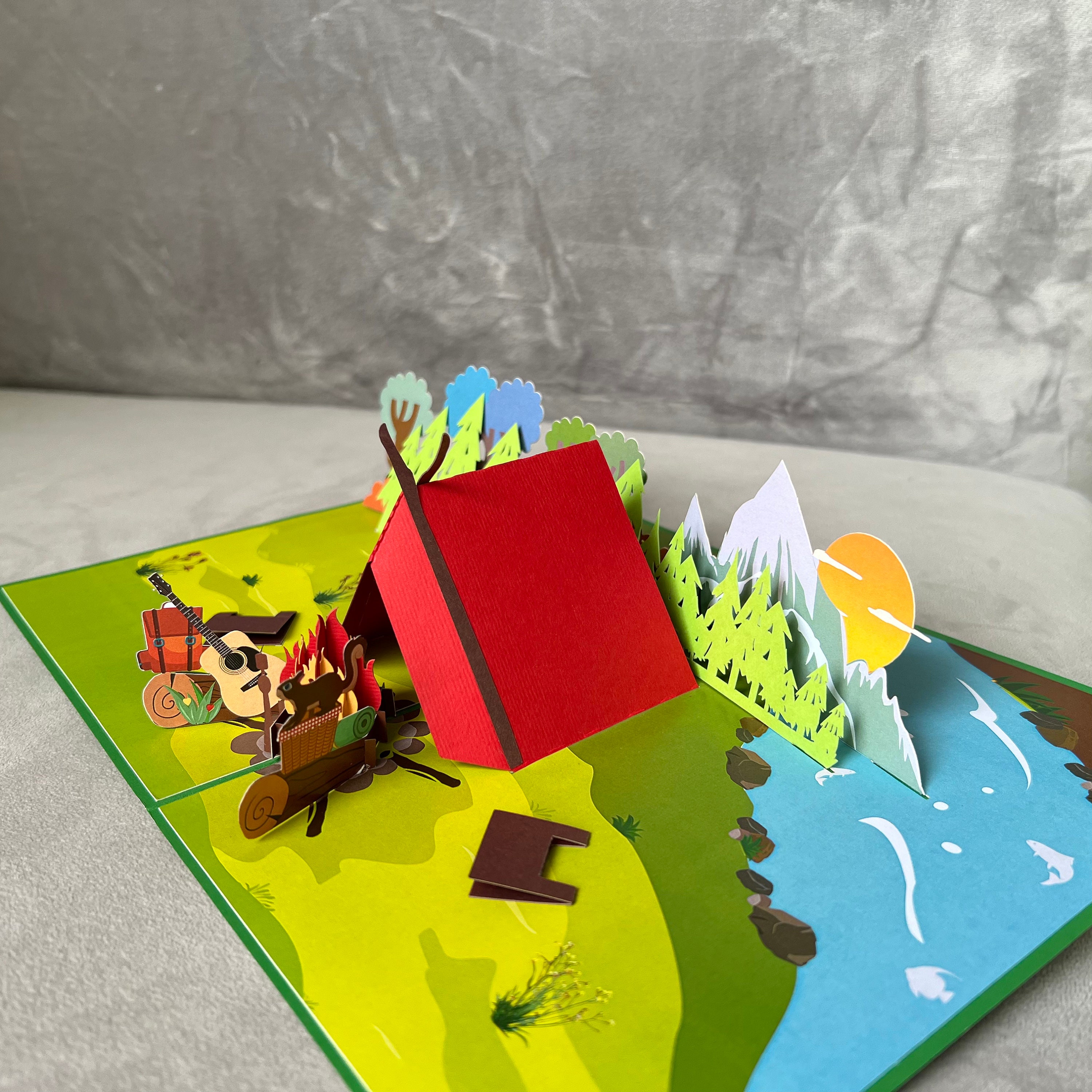 Unique Outdoor Camping 3D Floating Card A Space-themed Adventure 3D ...