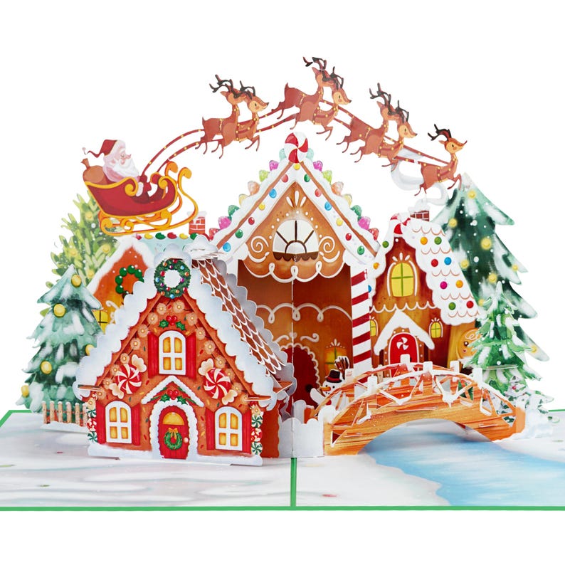 Handmade Gingerbread House Pop-up Card | 3D Christmas Holiday Greeting ...