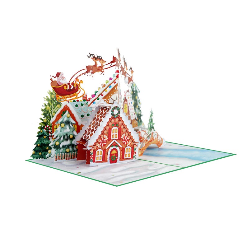 Handmade Gingerbread House Pop-up Card | 3D Christmas Holiday Greeting ...