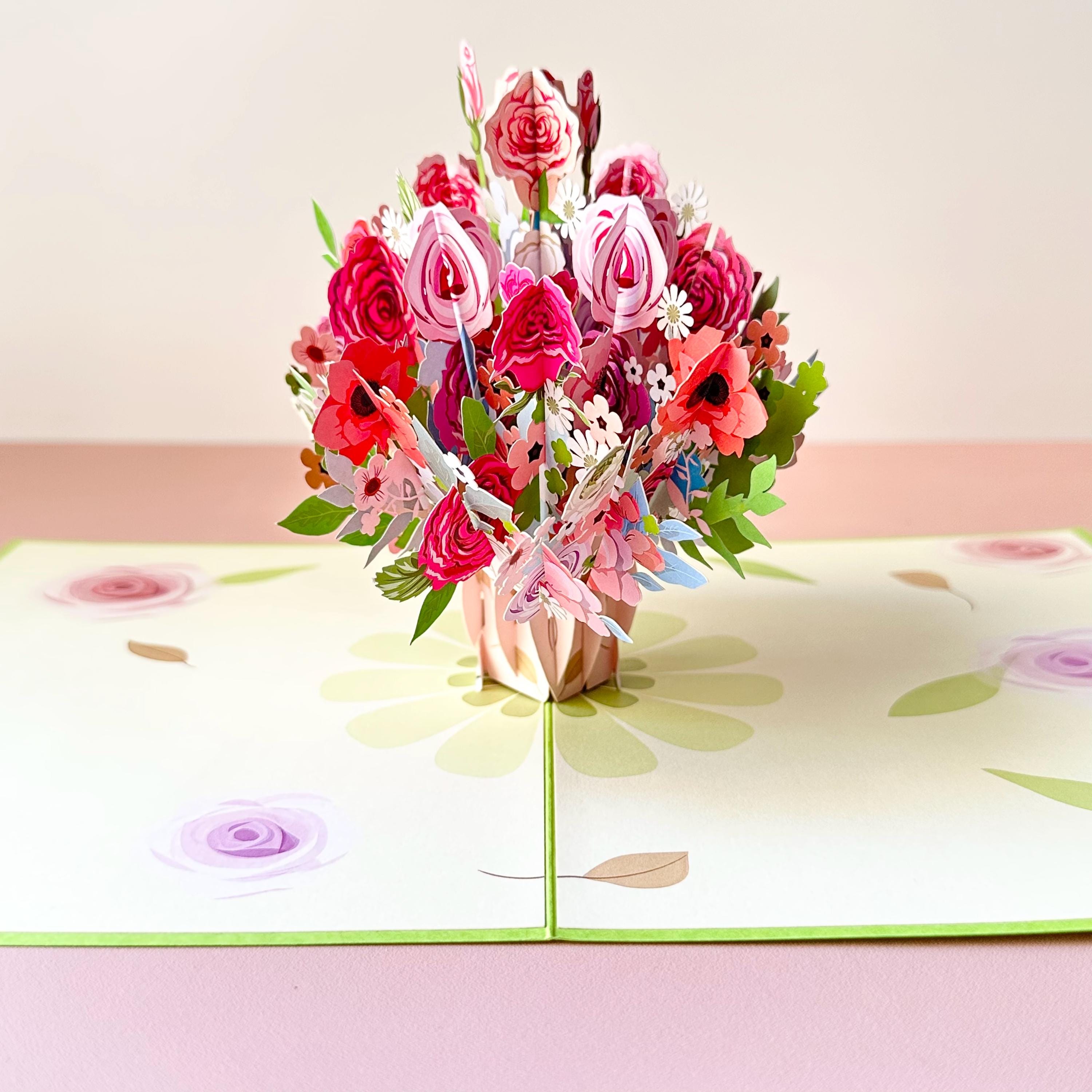 Handmade 3D Flower Vase Pop-up Card | Unique Floral Bouquet Gift for ...
