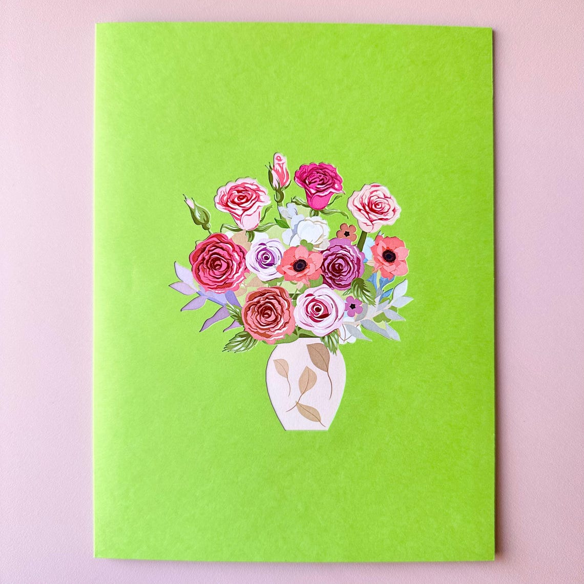 Handmade 3D Flower Vase Pop-up Card | Unique Floral Bouquet Gift for ...