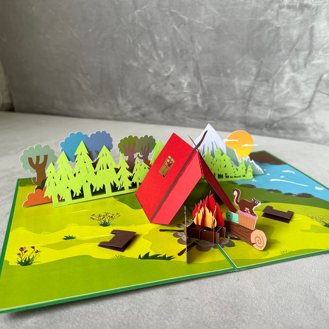 Unique Outdoor Camping 3D Floating Card A Space-themed Adventure 3D ...