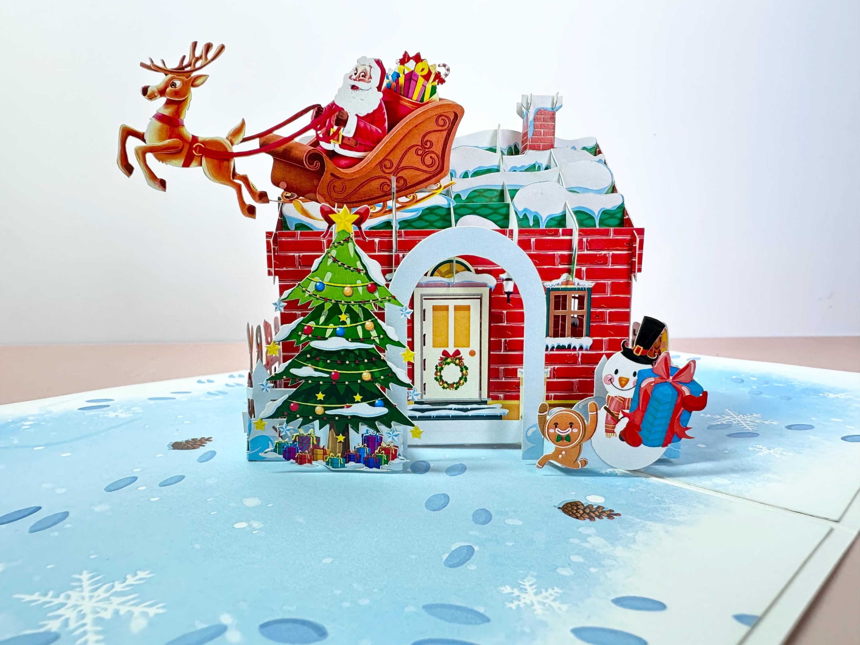 Handmade Christmas Santa's Sleigh 3D Pop-up Card | Unique Holiday ...
