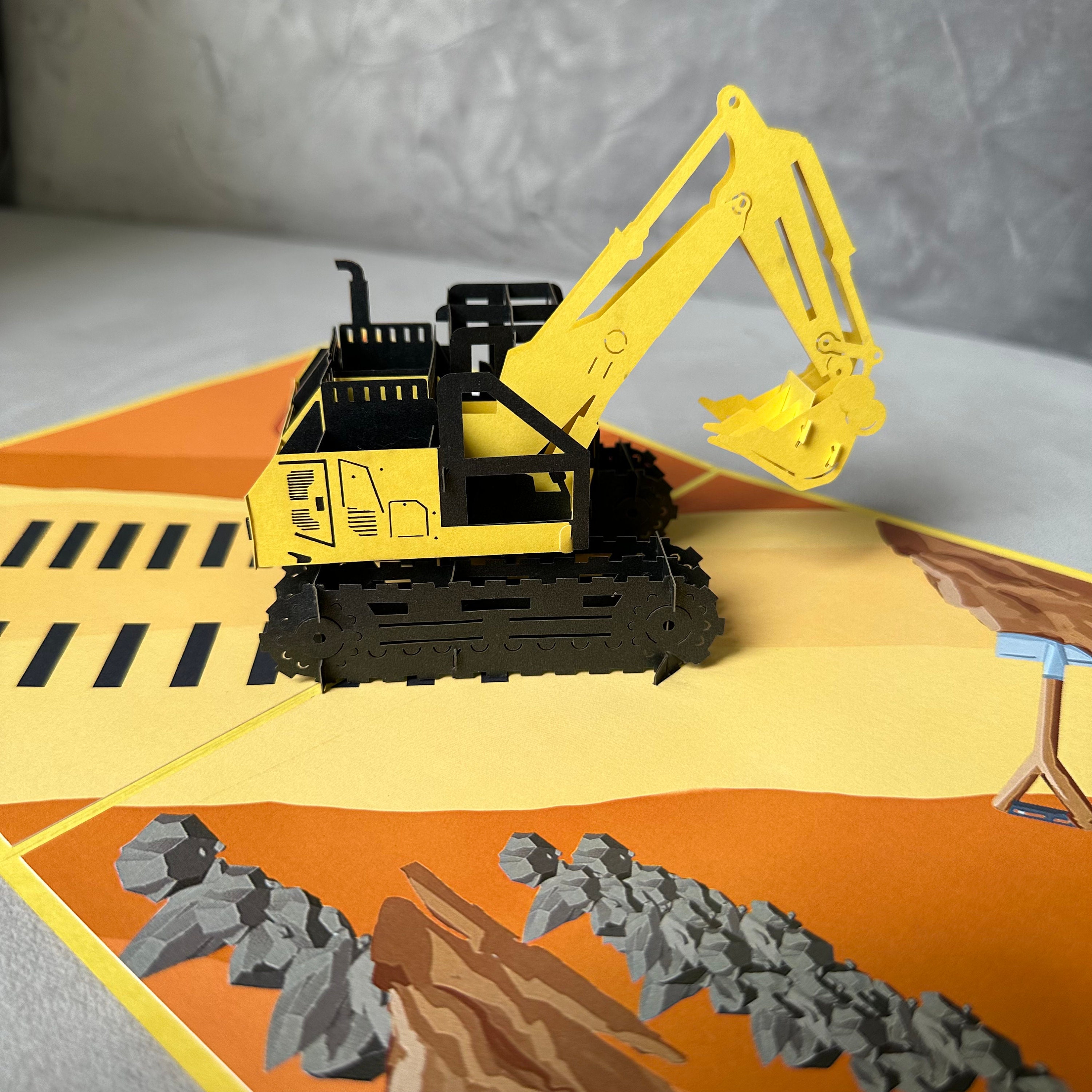 Excavator Card Pop-up Card Unique Greeting Card Paper - Etsy