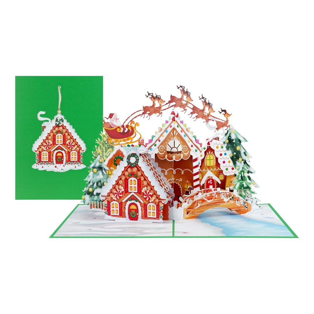 Handmade Gingerbread House Pop-up Card | 3D Christmas Holiday Greeting ...