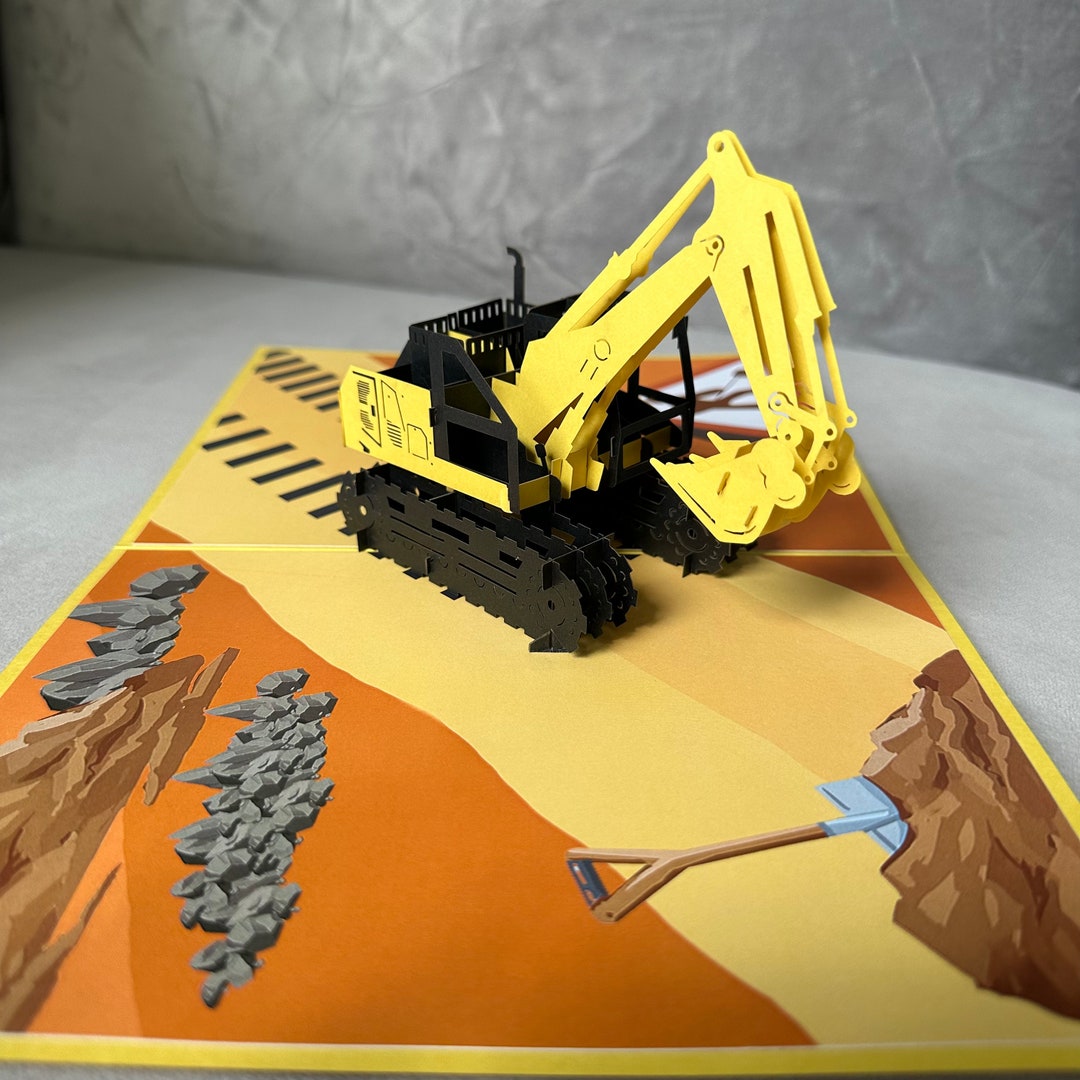 Excavator Card Pop-up Card Unique Greeting Card Paper - Etsy