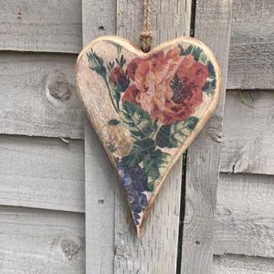 Vintage Rustic Heart Decor With Antique Rose Design - Etsy