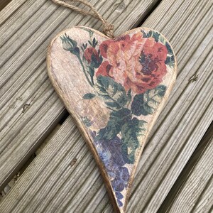 Vintage Rustic Heart Decor With Antique Rose Design - Etsy