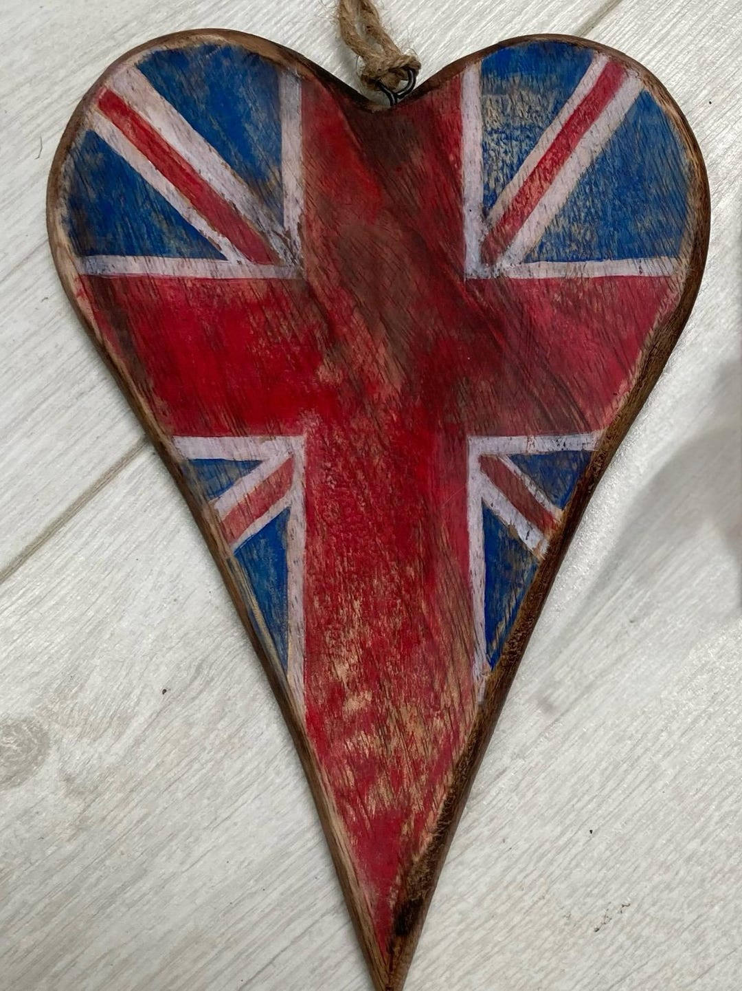 Distressed Union Flag Mango Wood Heart: Rustic British Decor - Etsy