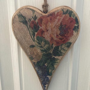 Vintage Rustic Heart Decor With Antique Rose Design - Etsy