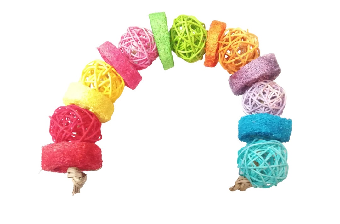 Giant Rainbow Chew Toy: Rattan, Loofah, Seagrass - Small Pet Boredom ...