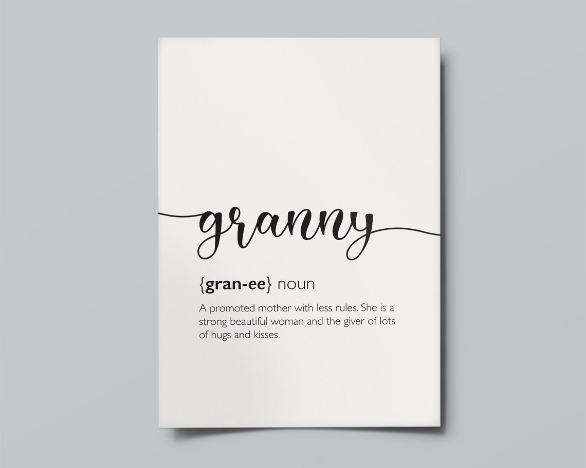 Granny Definition Definition Print Wall Art home Decor Poster Print granny-definition-definition-print-wall-art-home-decor-poster-print